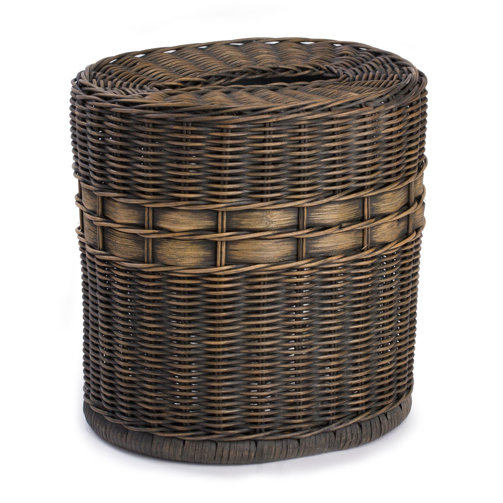 wicker trash can small