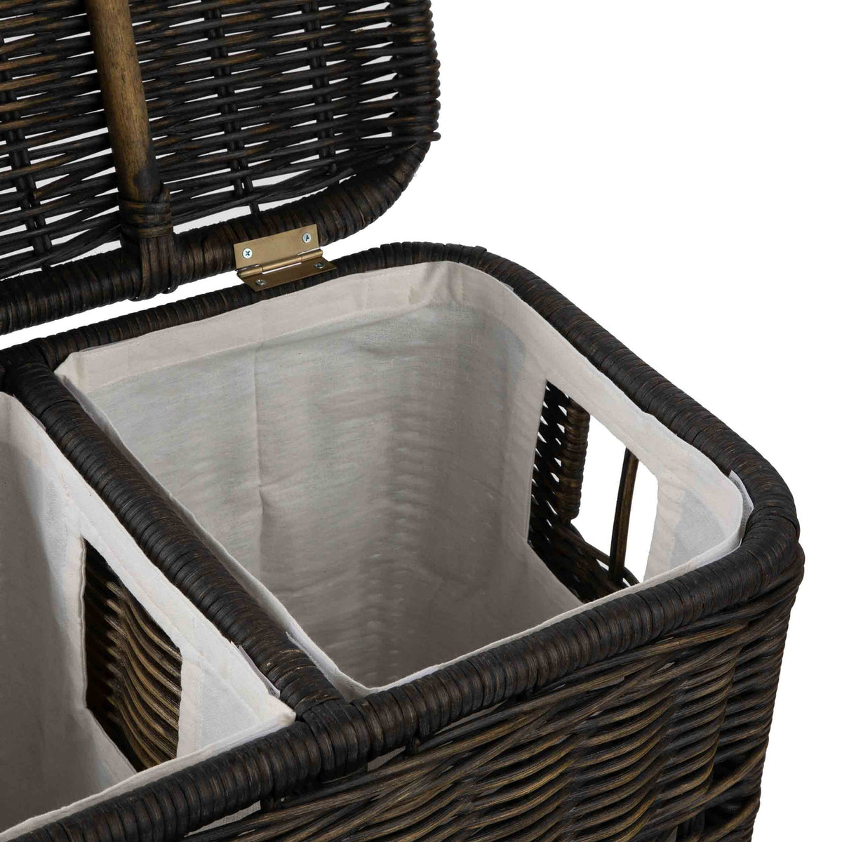 Fabric Liner For 2-Compartment Wicker Laundry Hamper