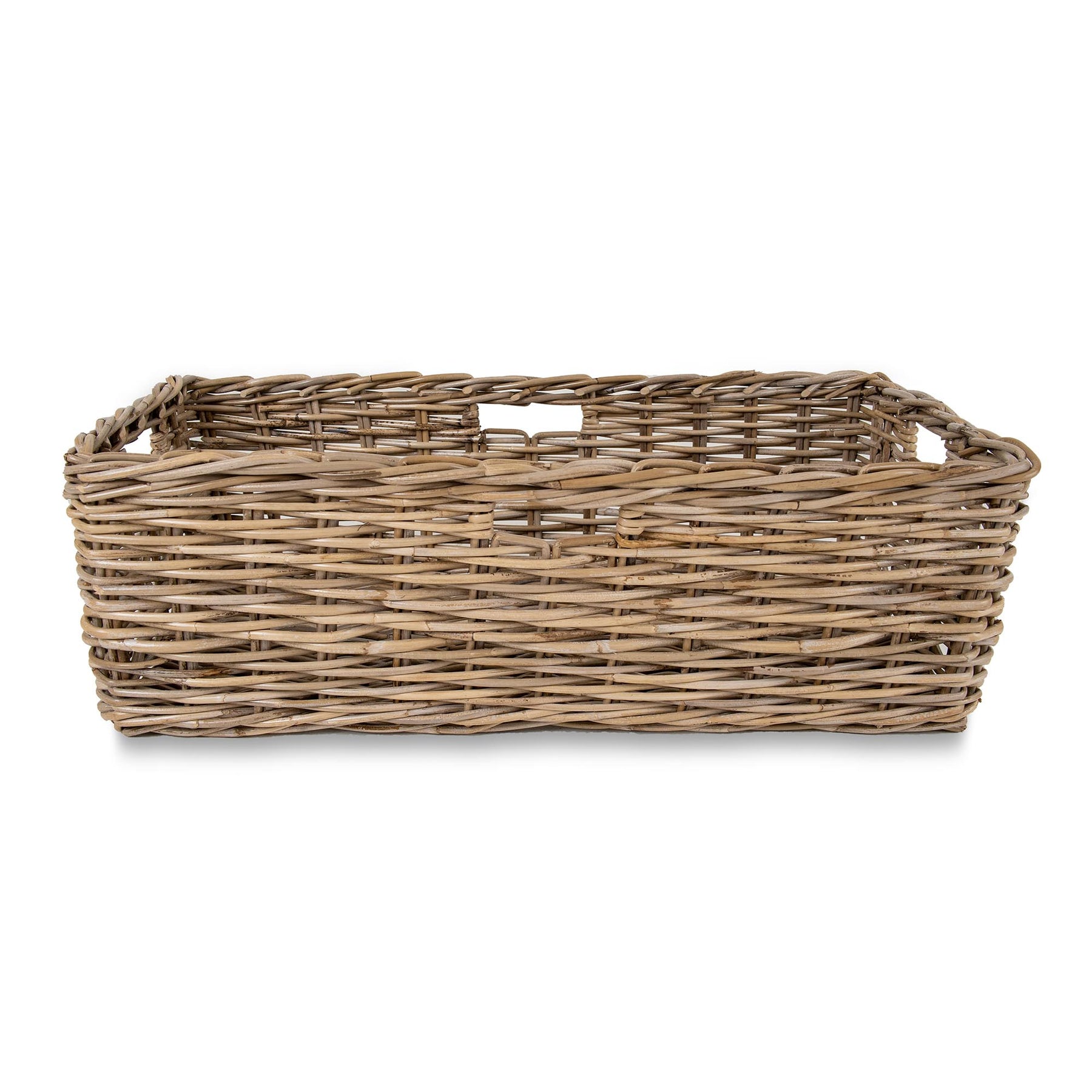 Low Narrow Kubu Wicker Storage Basket | The Basket Lady
