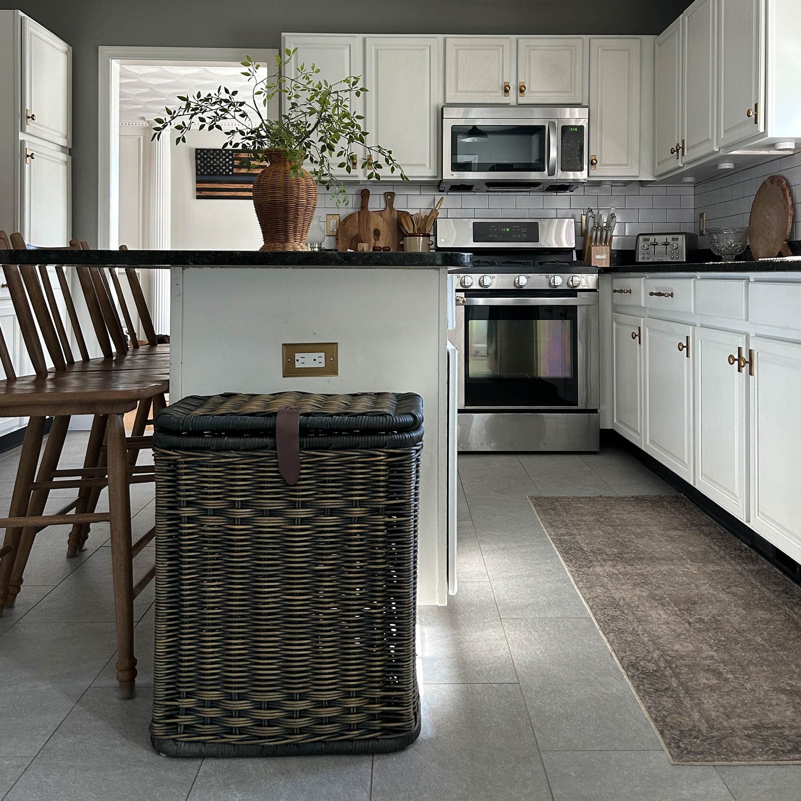 Wicker Kitchen Waste Basket with Metal Liner