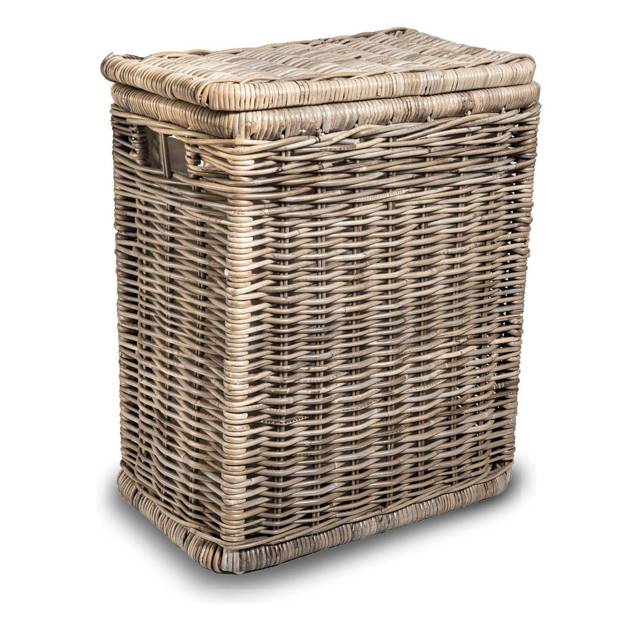Narrow Rectangular Lidded Wicker Laundry Hamper | The Basket Lady