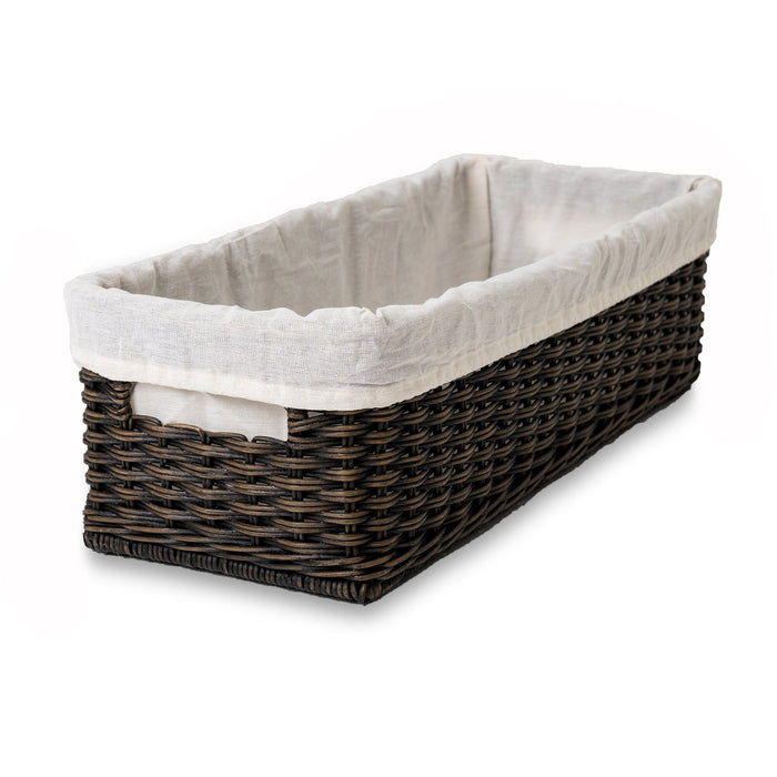 Fabric Basket Liner for Narrow Rectangular Wicker Storage Basket | The ...