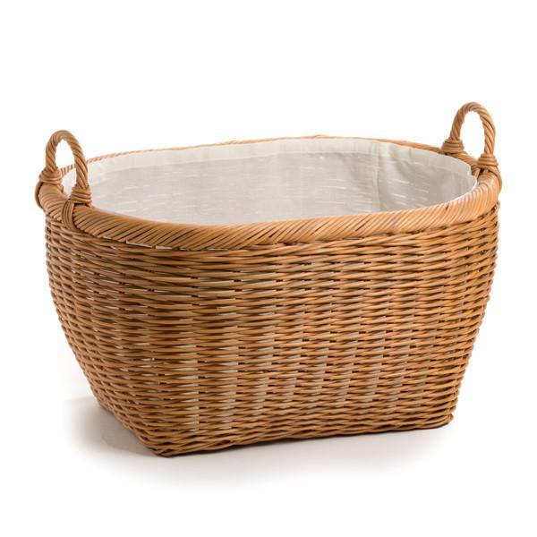 wicker laundry basket lined