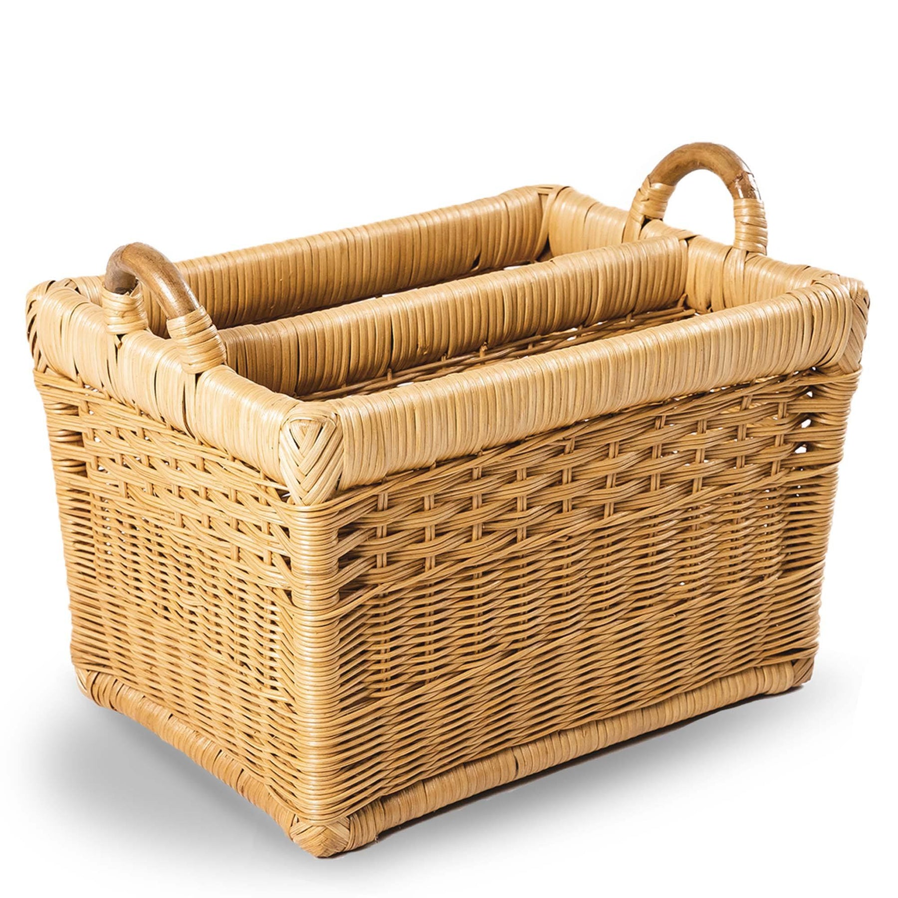 Rectangular Wicker Divided Magazine Basket | The Basket Lady