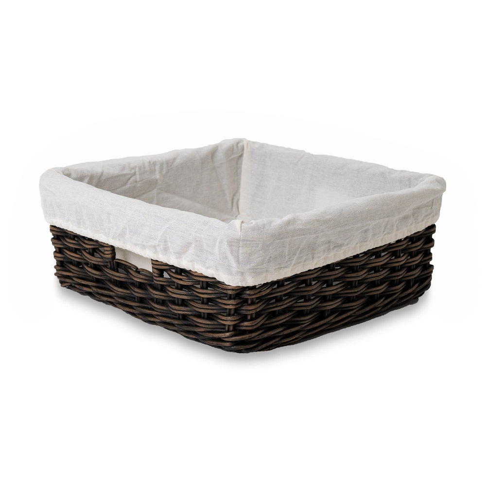 Fabric Basket Liner for Square Low Wicker Storage Basket | The Basket Lady