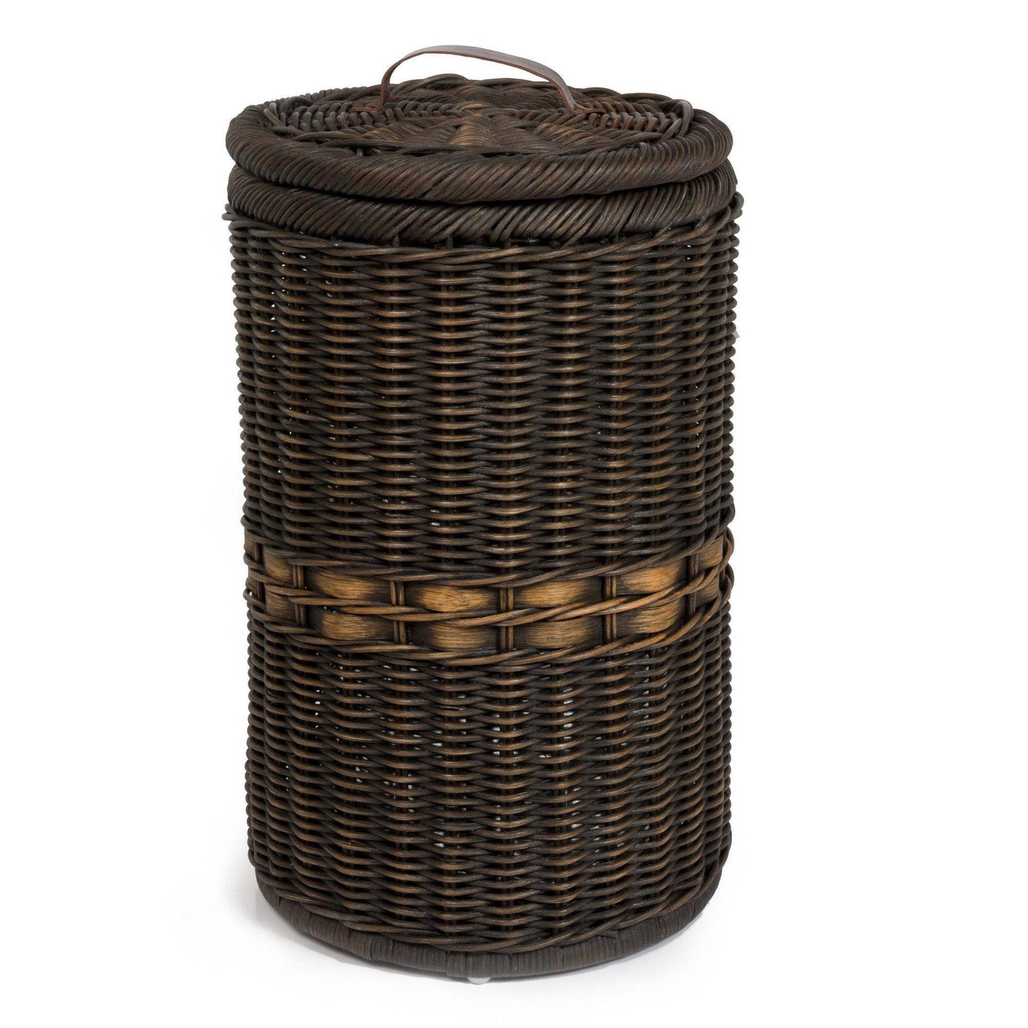 Tall Wicker Waste Basket with Metal Liner